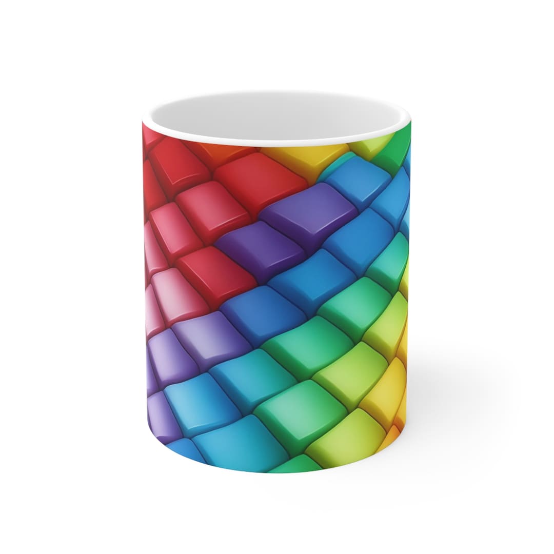 Rainbow Colors Mug, Rainbow Cube Mug, Rainbow Mug, Colorful Mug ...