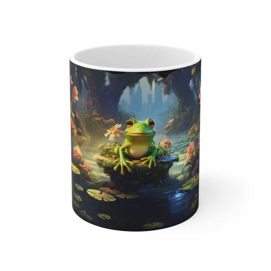 Frog Mug, Cute Frog Mug, Frog Sitting in Pond, Nature Lovers Mug, Frog ...