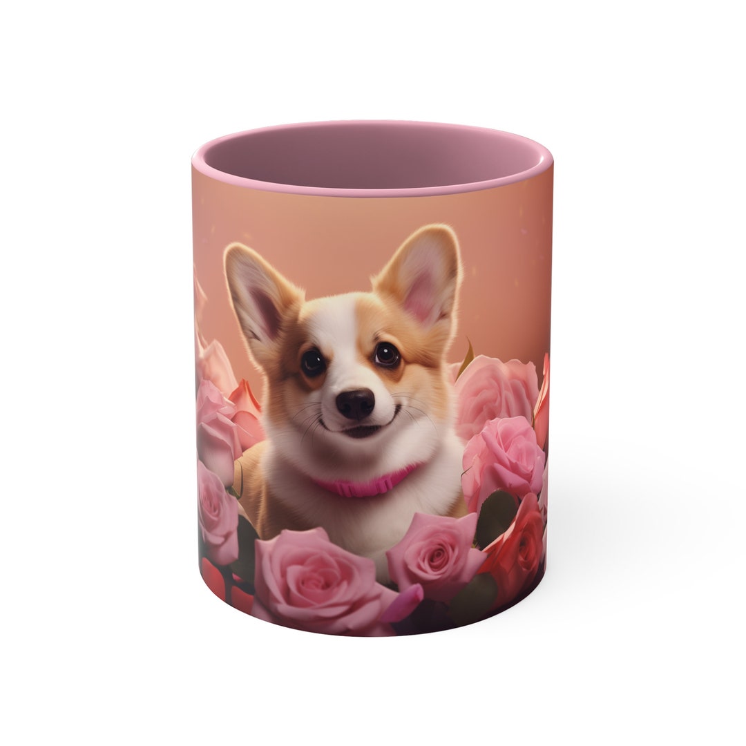 Cute Corgi Mug, Corgi Floral Coffee Mug, Cute Corgi Cup, Corgi Cocoa ...
