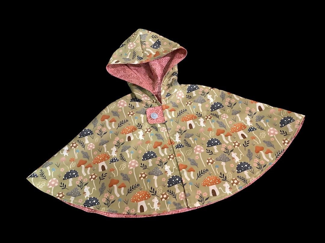 Handmade Reversible Child’s Cape in Woodland Mushroom Cotton Fabric ...