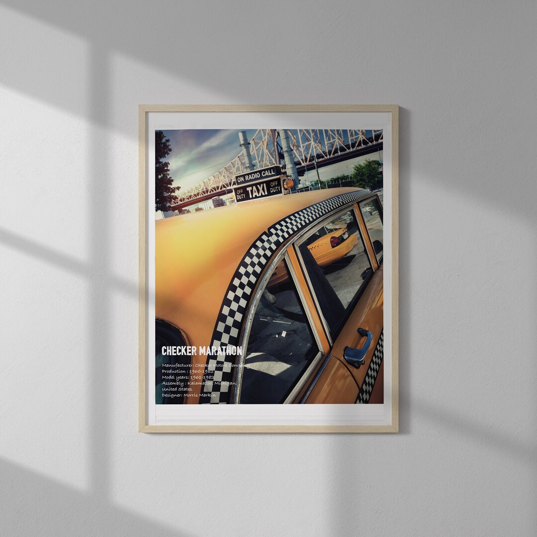 Checker Taxi Cab Art - Yellow Cab Photograph - Digital Download Print ...