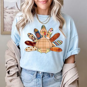 Comfort Colors® Patchwork Turkey Shirt, Thanksgiving Turkey Shirt, Thanksgiving Shirt, Gift for ...