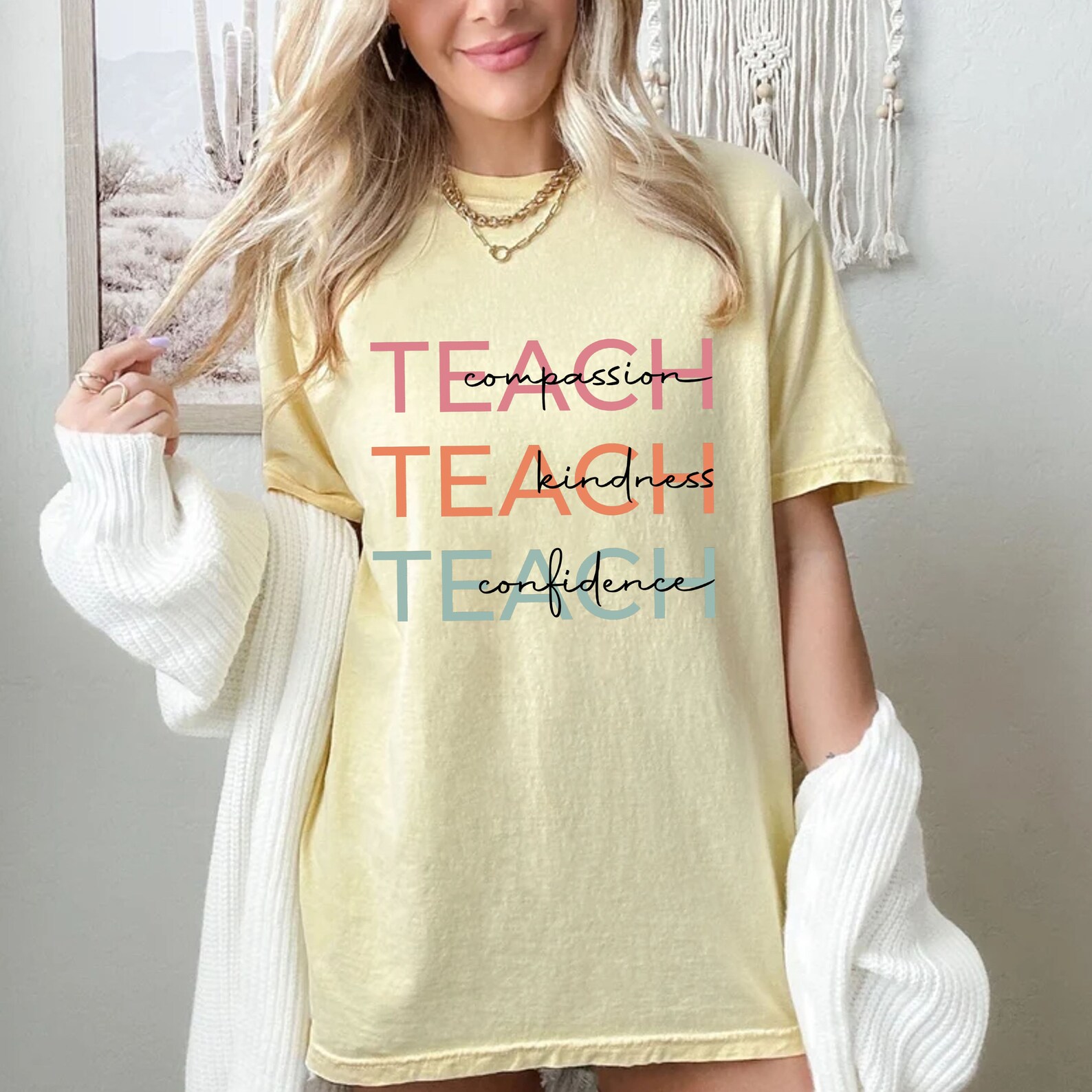 Comfort Colors® Compassion Kindness Confidence Teacher Shirt, Teach ...
