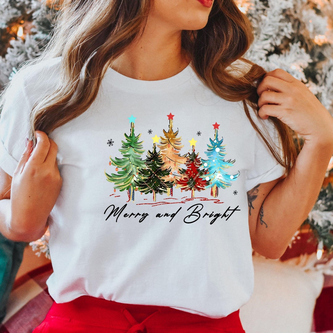 Comfort Colors® Merry and Bright Shirt, Christmas Tree Shirt ...