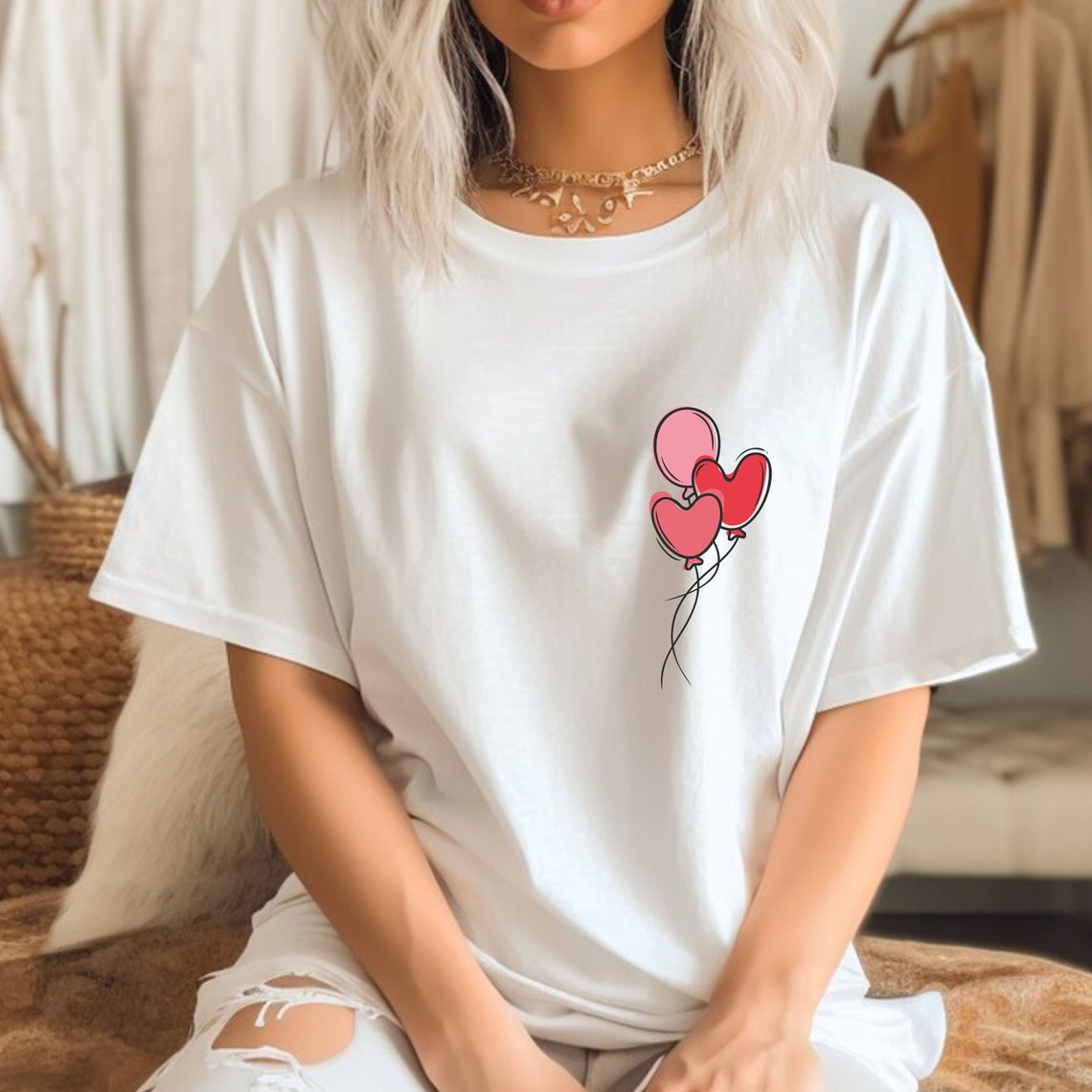 Comfort Colors® Heart Balloons T Shirt, Cute Balloons Shirt, Love Shirt, Valentines Day Shirt ...