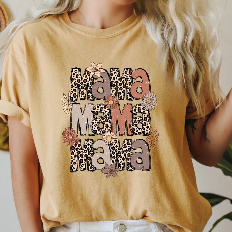 Comfort Colors® Leopard Mama Shirt, Flower Mama Shirt, Mothers Day Gift ...