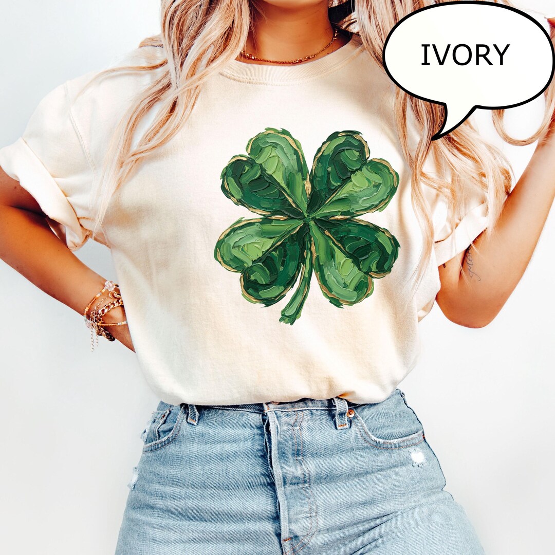 Comfort Colors® Four Leaf Clover T-shirt, Faux Hand Painted St Patrick ...