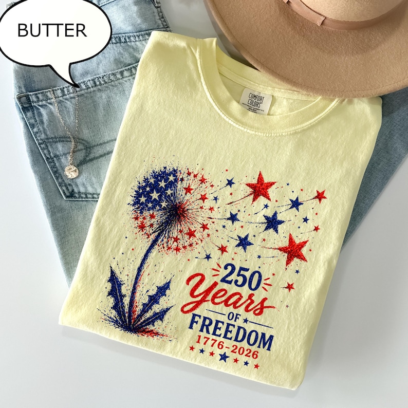 Comfort Colors® Star Dandelion T-shirt, USA 250 Years of Freedom Shirt ...