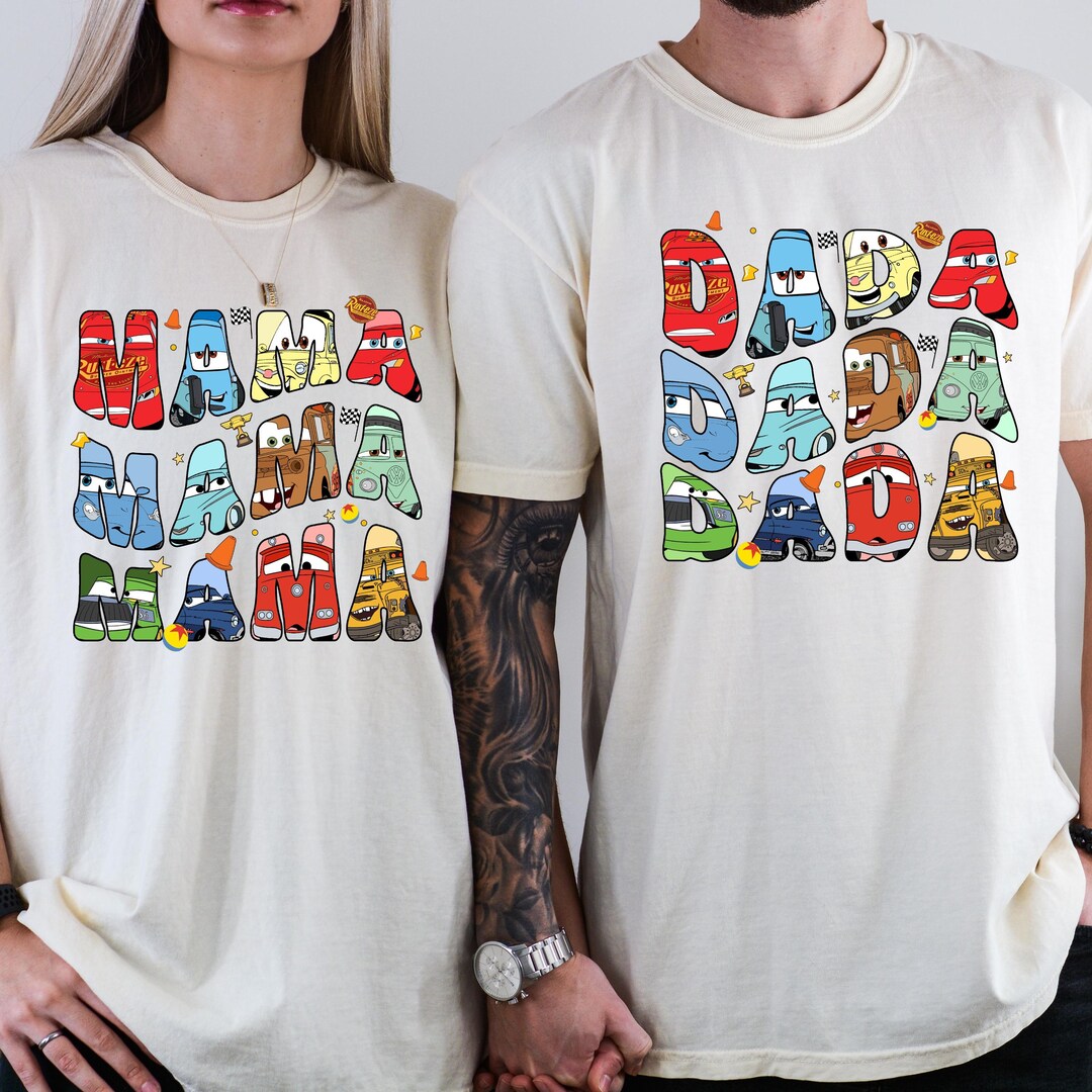 Comfort Colors® Disney Pixar Cars Mama and Dada T-shirt, Mcqueen Dada ...