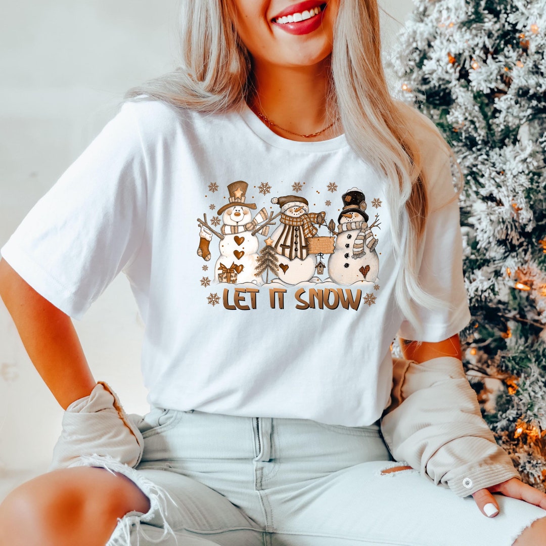 Comfort Colors® Let It Snow Shirt, Winter T-shirt, Snowman Shirt, Cute ...