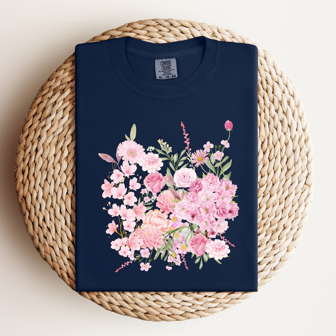 Comfort Colors® Rose Bouquet Shirt, Flower Bouquet Shirt, Retro Floral ...