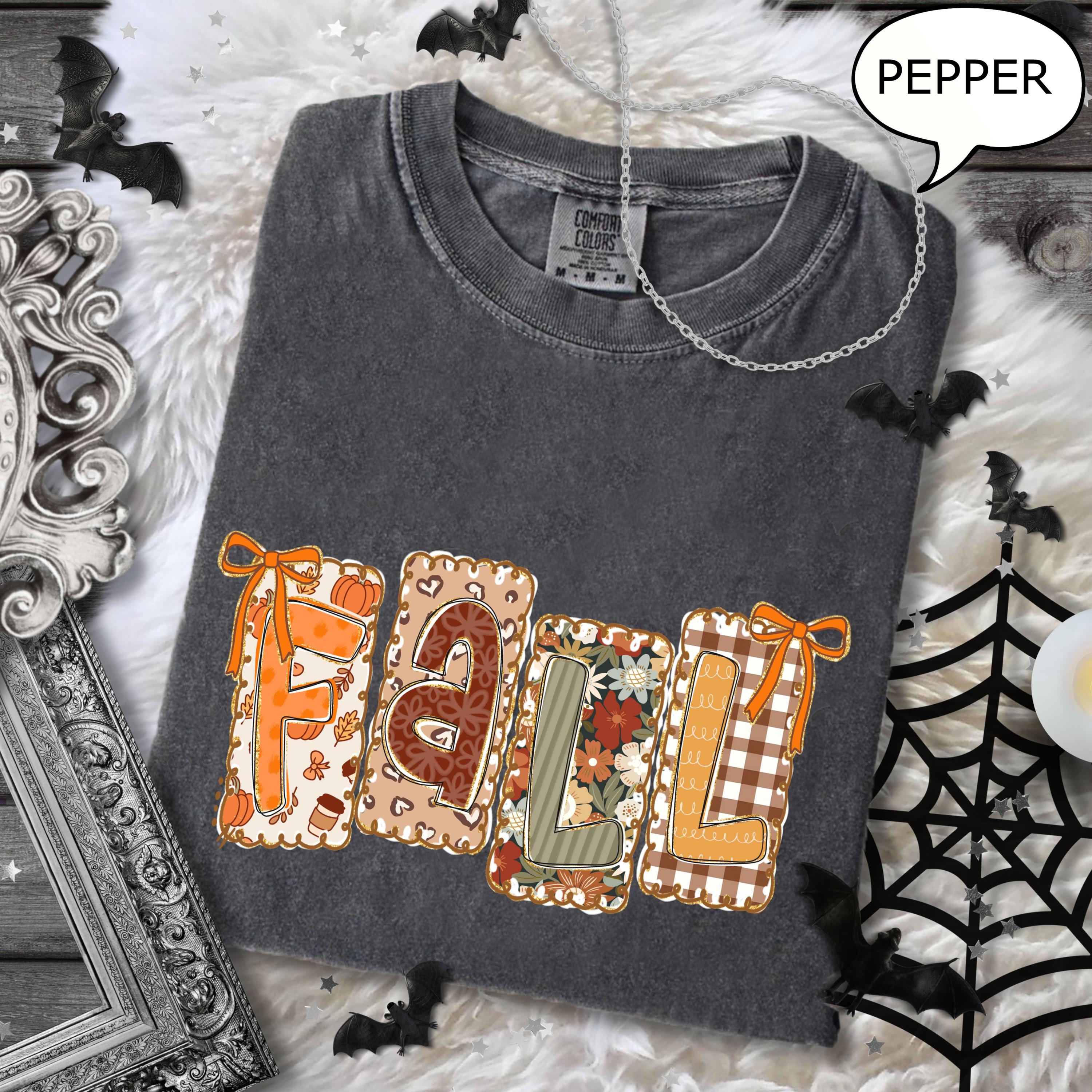 Comfort Colors® Fall T-shirt, Fall Coquette Bow Shirt, Floral Fall ...