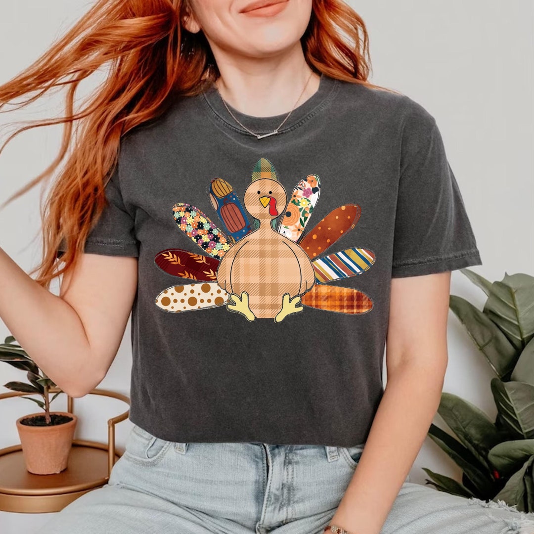 Comfort Colors® Patchwork Turkey Shirt, Thanksgiving Turkey Shirt ...