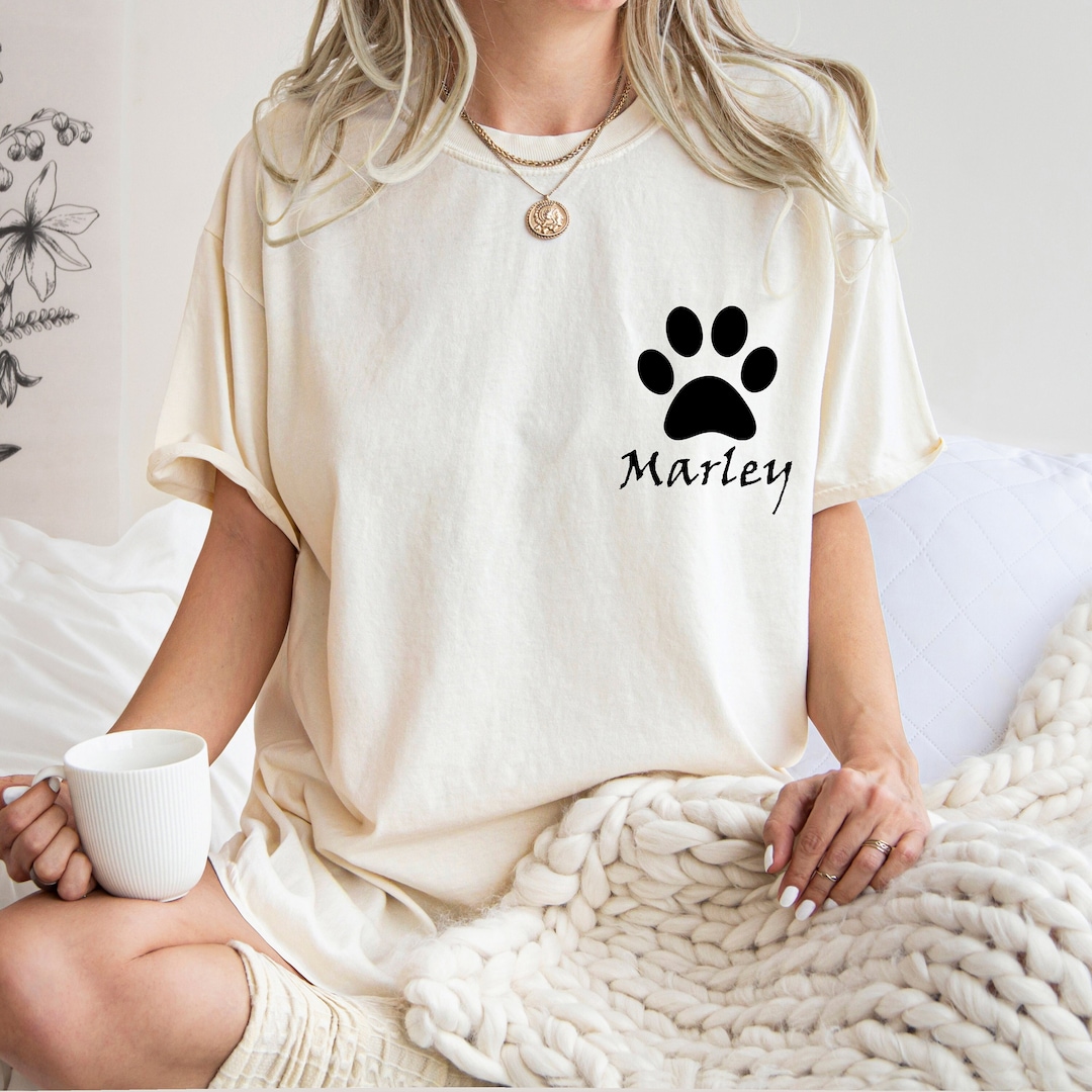 Comfort Colors® Dog Paw T-shirt, Custom Dog Name Shirt, Dog Mom Shirt ...