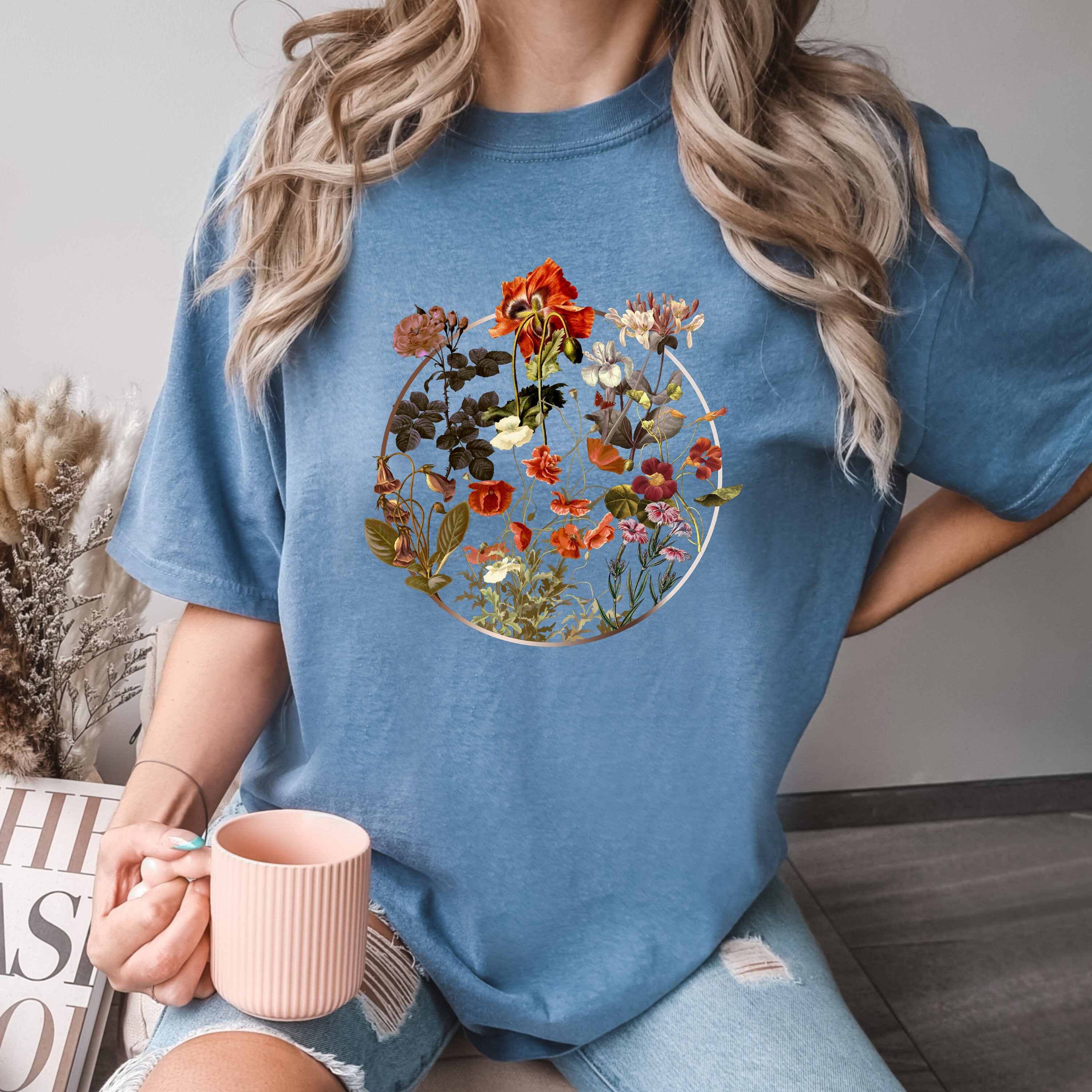Comfort Colors® Flower Shirt, Vintage Flower Shirt, Flower Lower Shirt ...