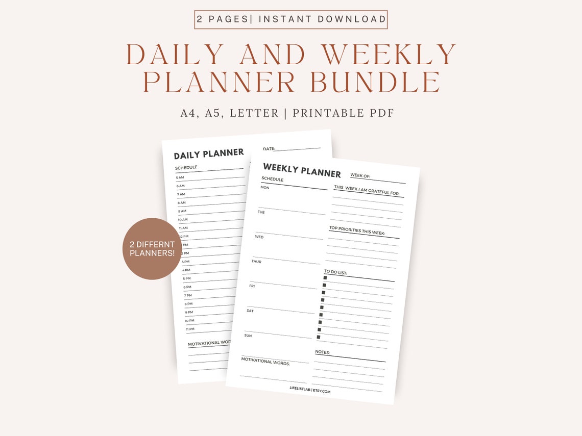 Printable to Do List Daily, Weekly To-do PDF Planner Checklist A4, A5 ...