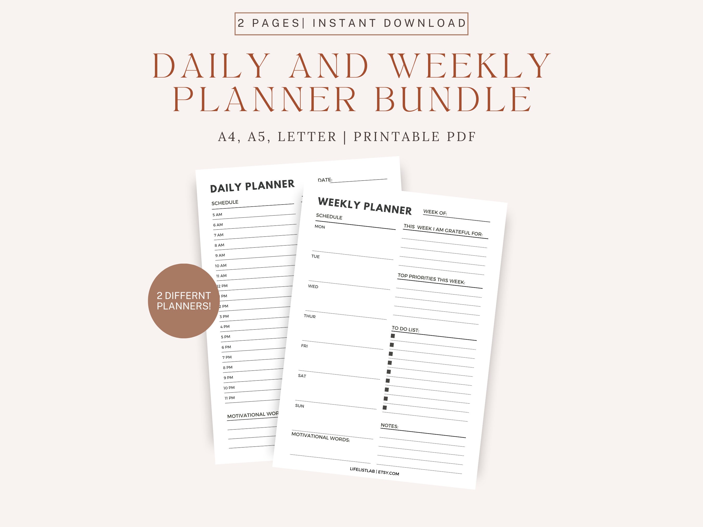 Printable to Do List Daily, Weekly To-do PDF Planner Checklist A4, A5 ...