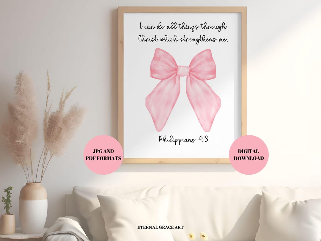 Philippians 4:13 Bible Verse Printable Wall Art, Modern Christian ...