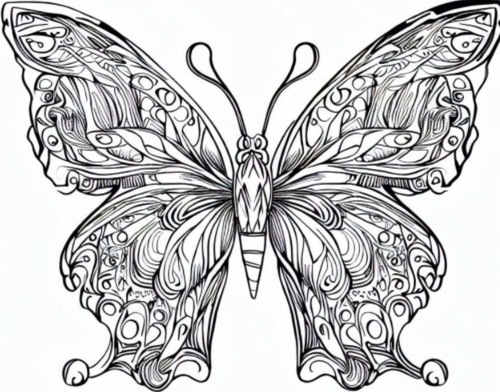 Butterfly Coloring Page, Printable Coloring Page, Digital Download ...