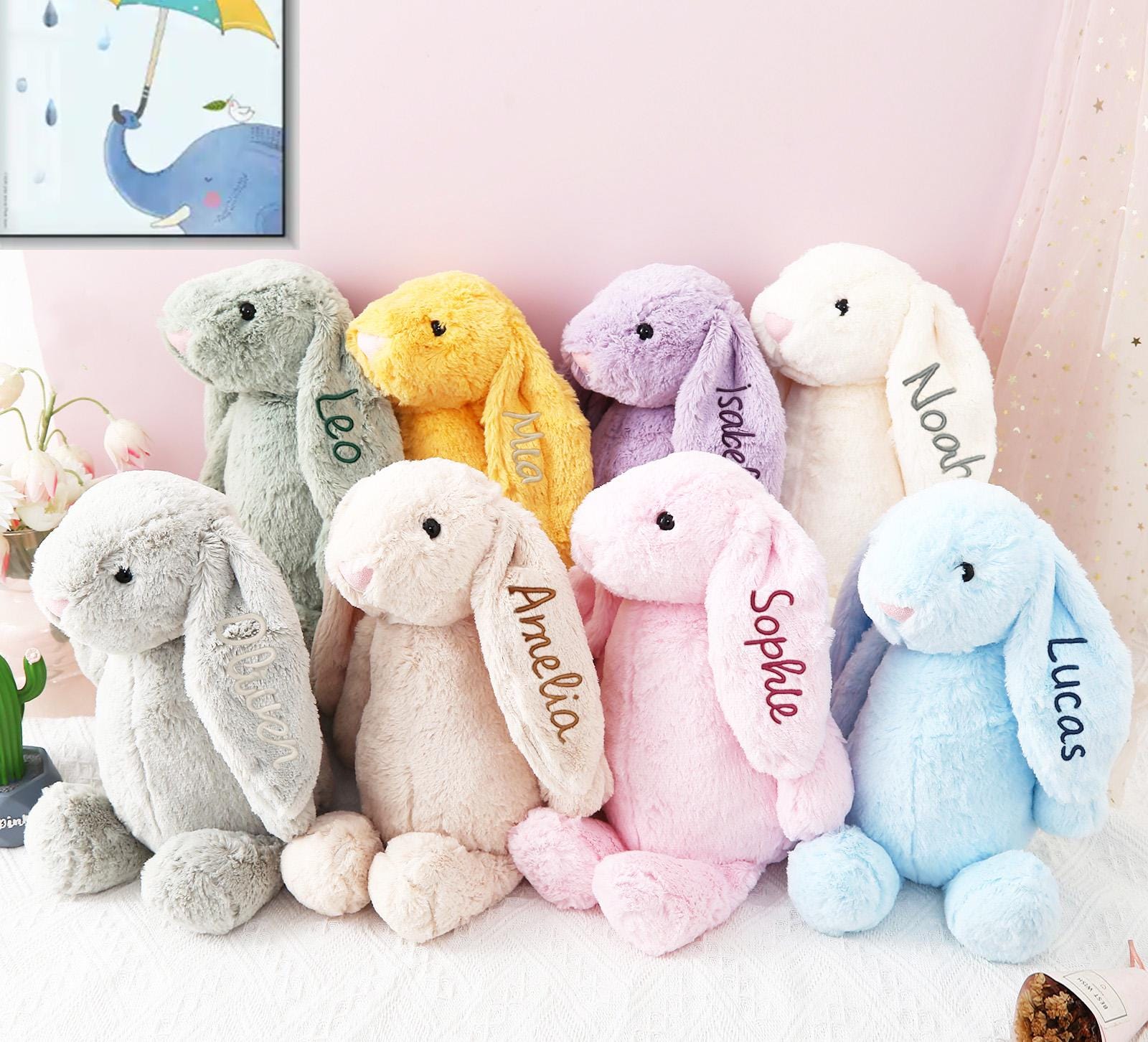 Personalised Embroidered Bunny Rabbit,custom Bunny Rabbit Plush Toy ...