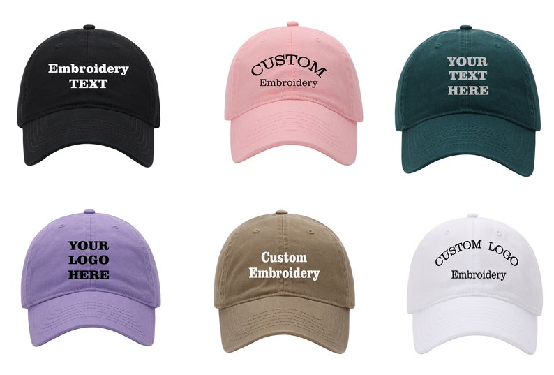 Personalized Embroidered Baseball Cap: Custom Text, Unisex Cotton Twill ...