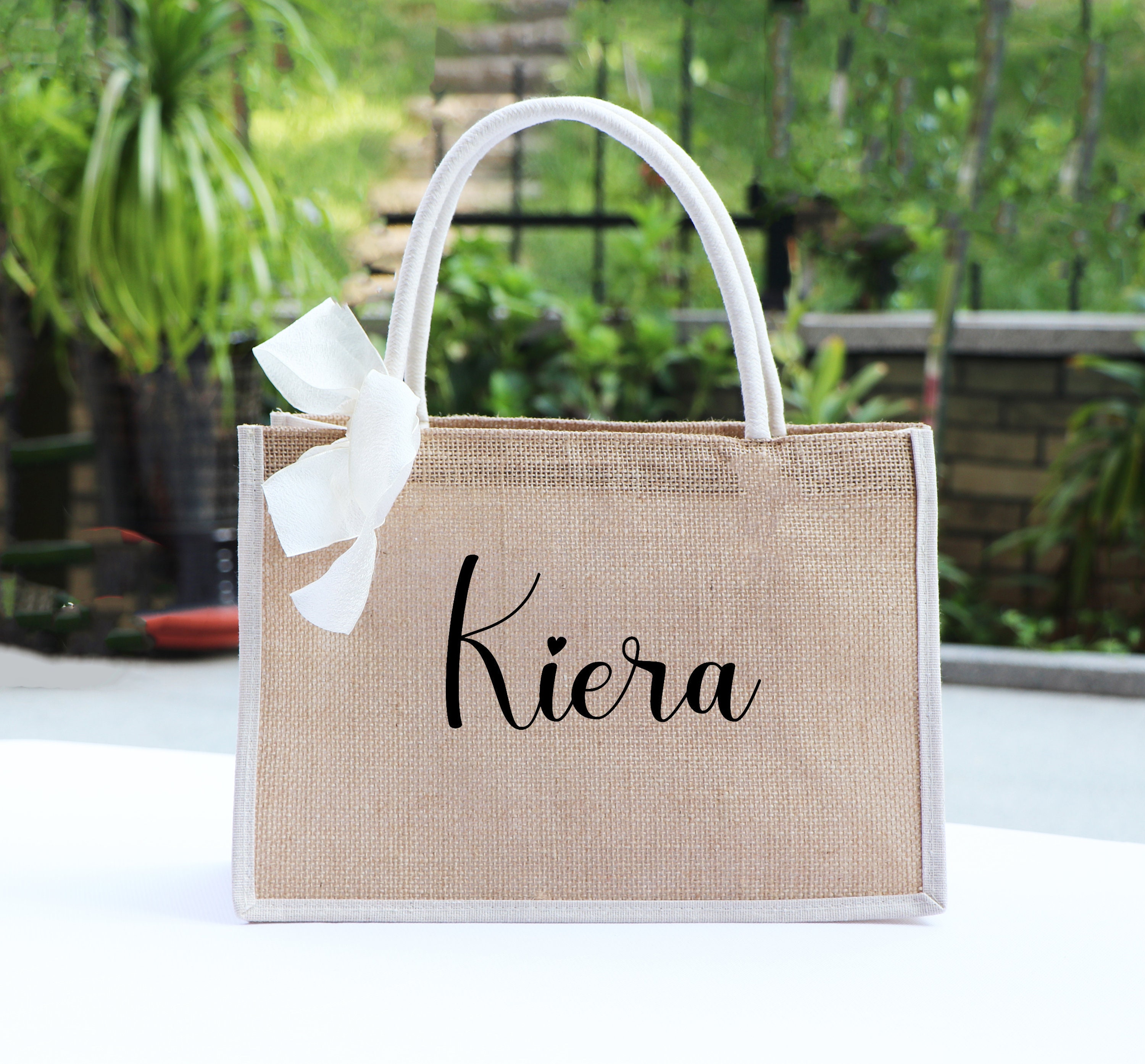 Personalized Burlap Bags, Custom Bridesmaid Burlap Beach Tote Bag ...