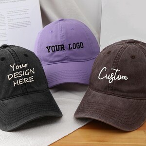 Personalized Embroidered Baseball Cap: Custom Text, Unisex Cotton Twill ...