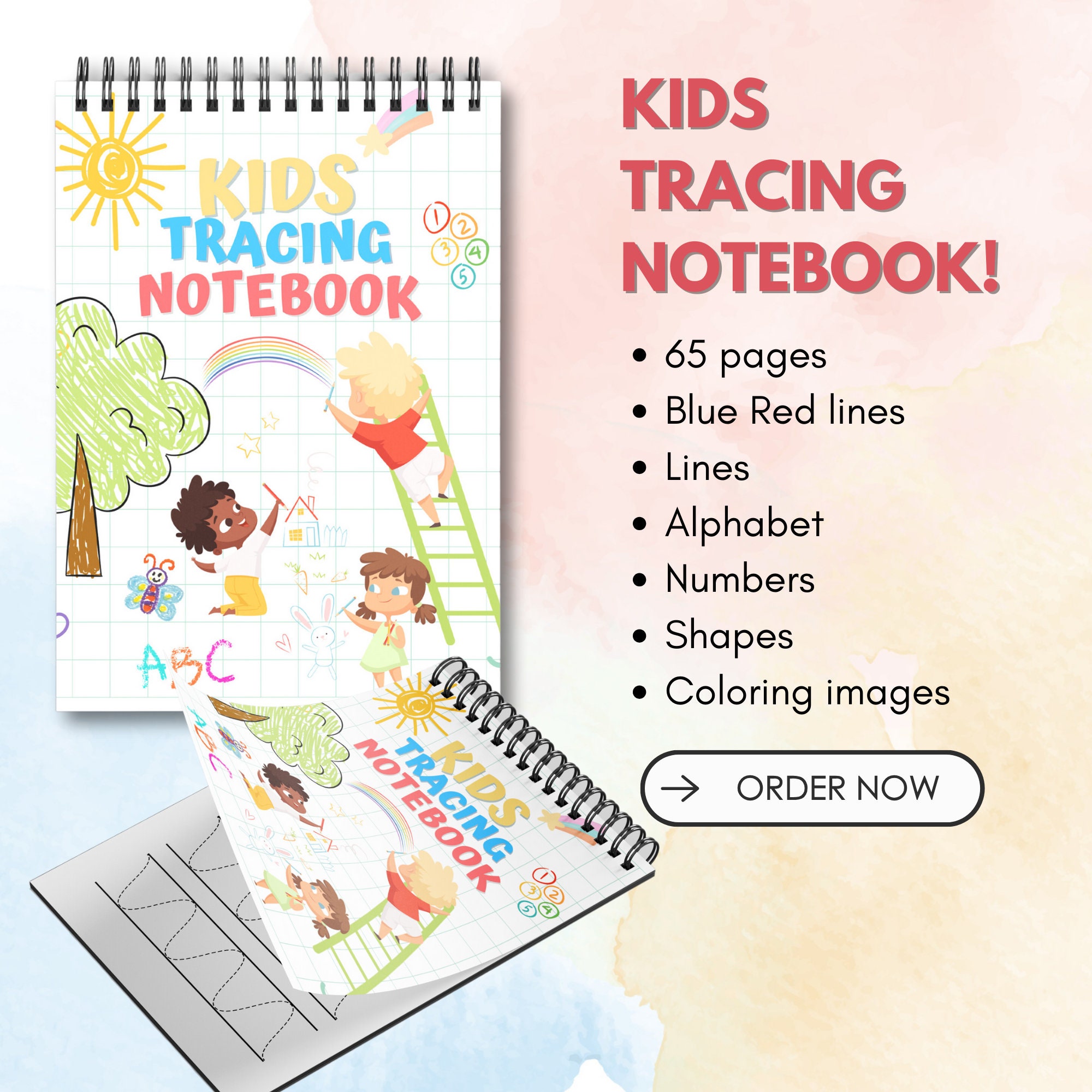 Tracing Alphabet Numbers and Shapes Tracing and Coloring Digital ...