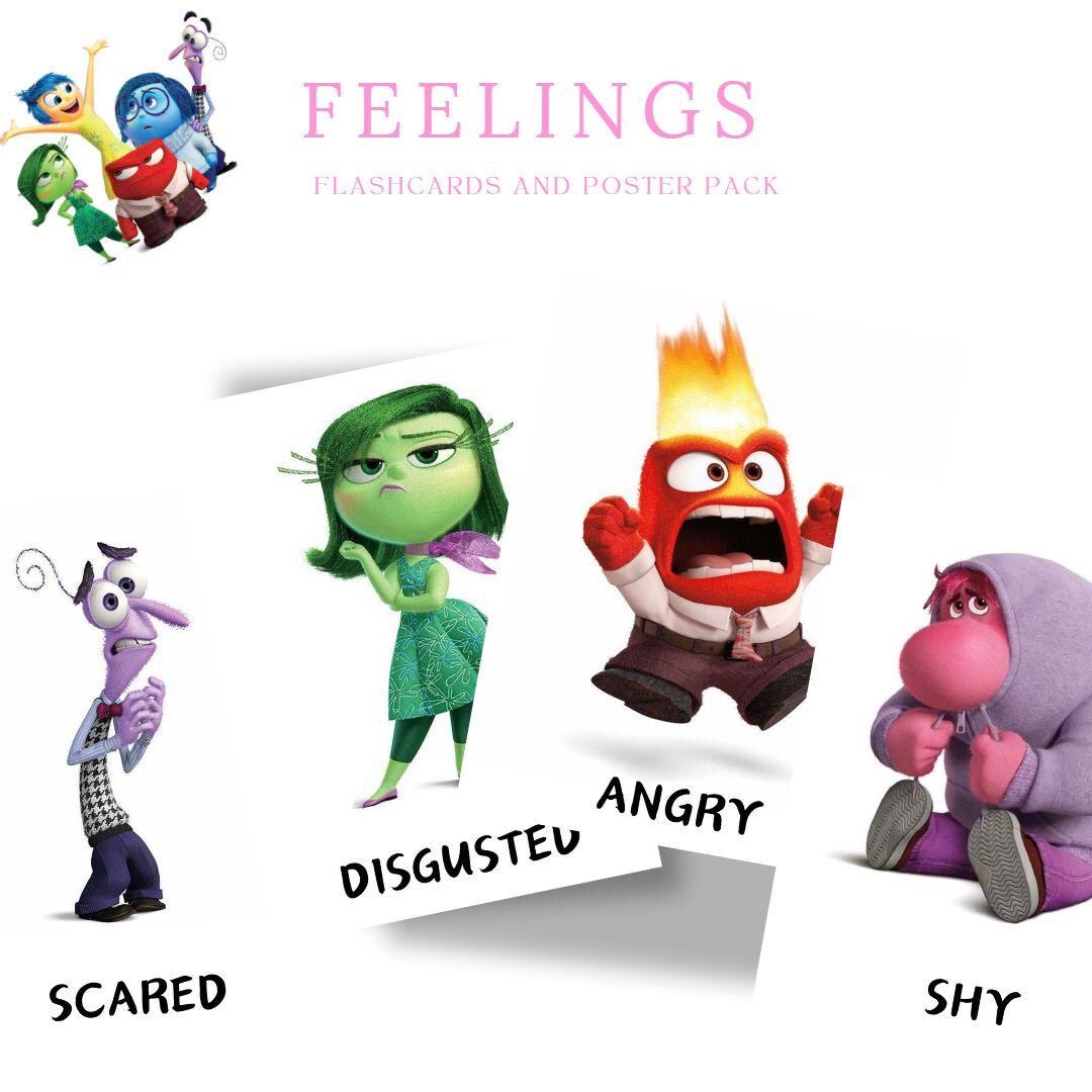 Inside Out-themed Feelings Posters & Flashcards for Kids Emotional ...