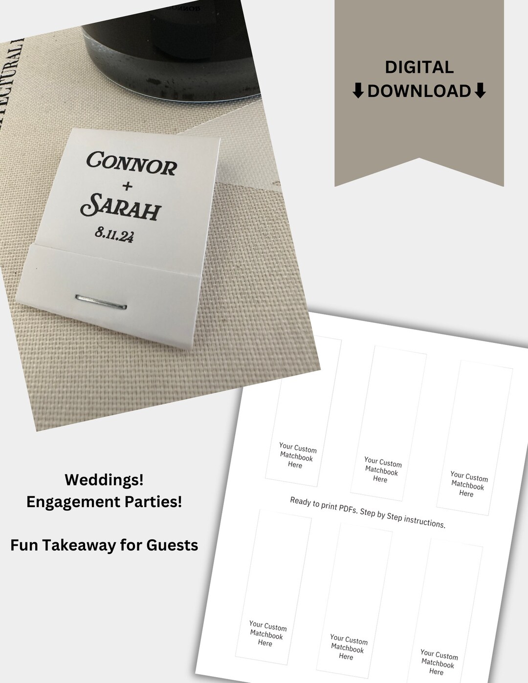 DIGITAL DOWNLOAD Matchbook Covers! Print Ready for 20 Strike Matches ...