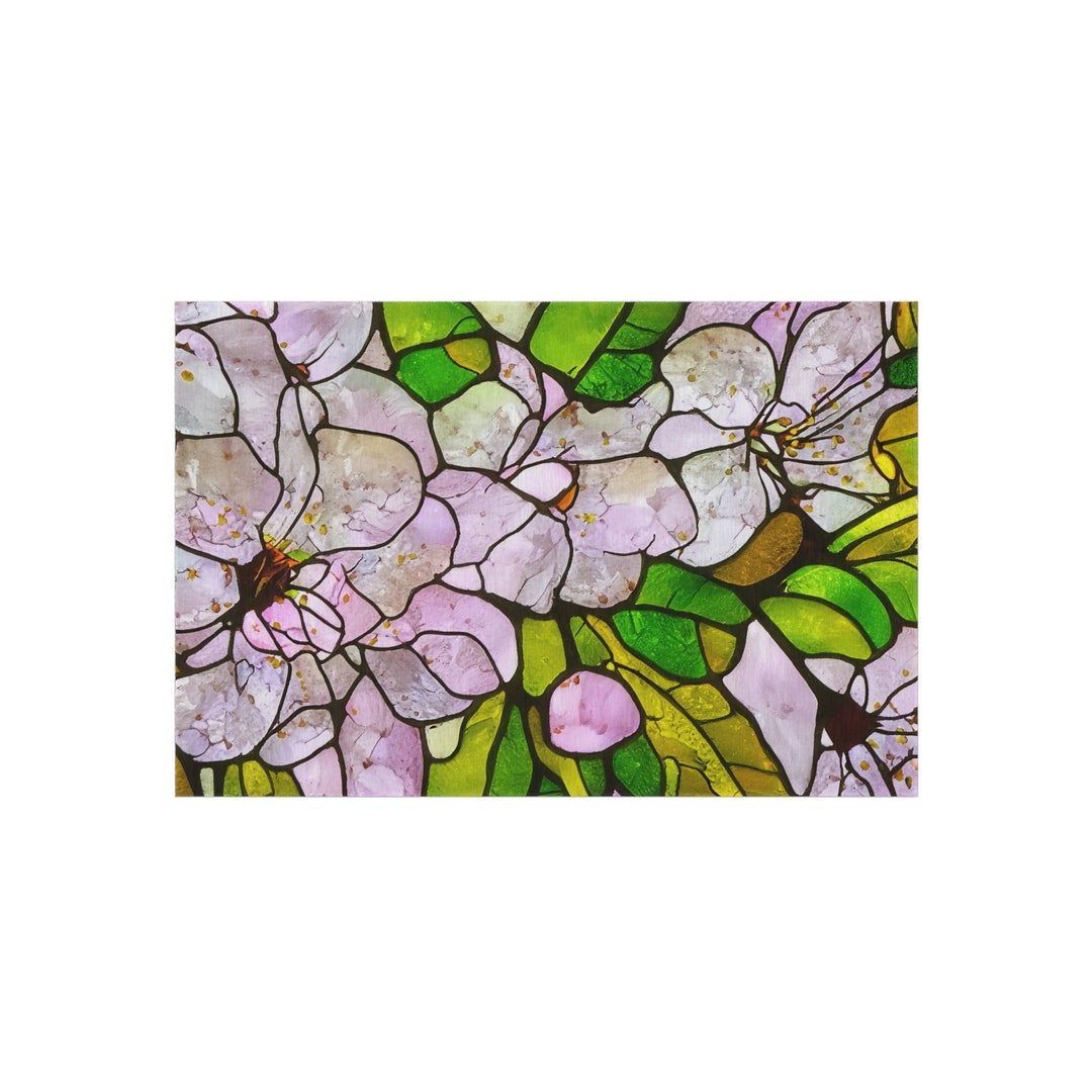 Cherry Blossom, Stained Glass, Artistic, Zen Relaxing Outdoor Rug - Etsy