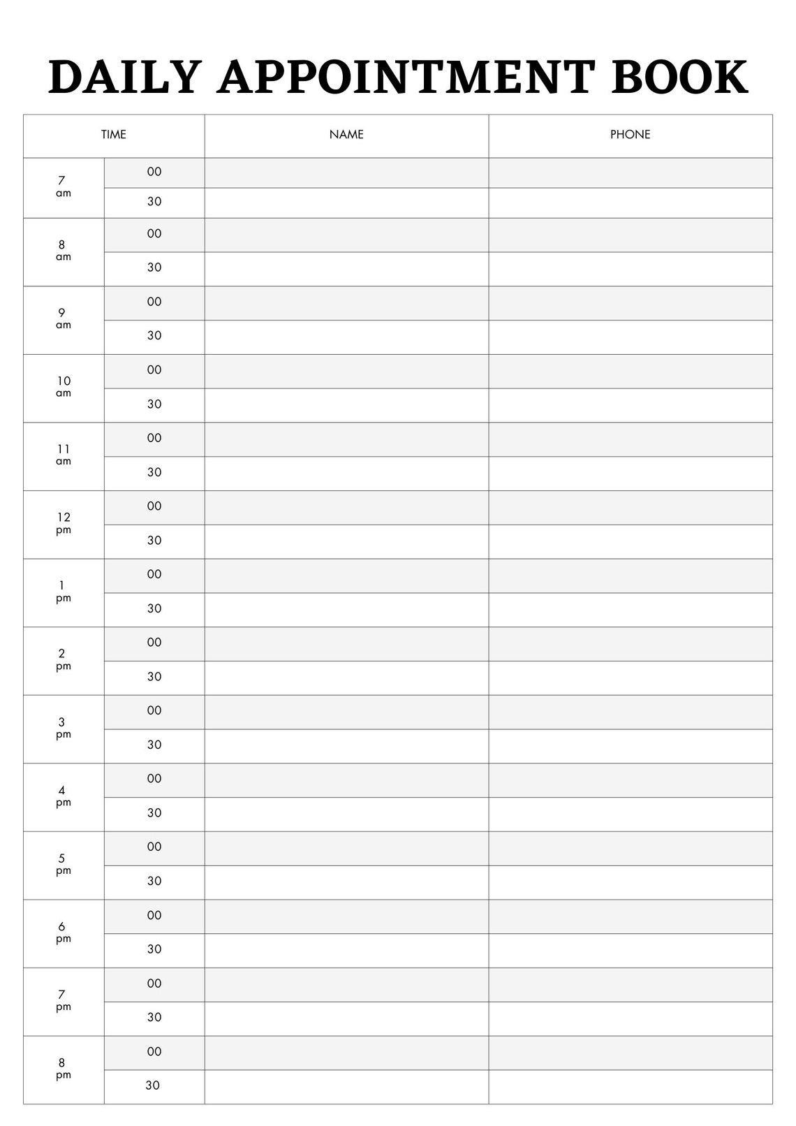 Daily Appointment, Digital Download, Printable, PDF, Daily Organizer - Etsy