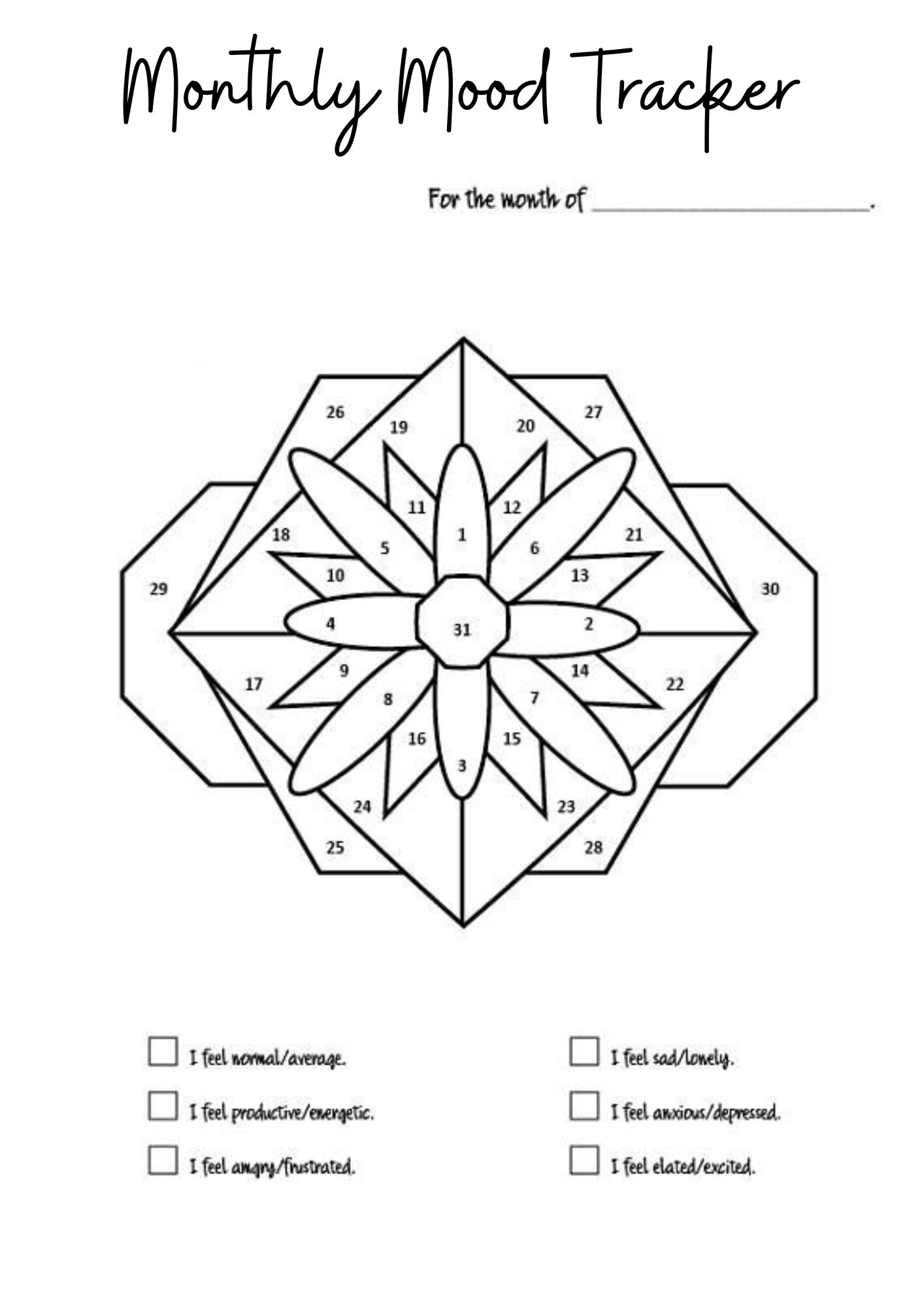 Self-care, Mental Health Kit, Daily and Monthly Mood Tracker, Journal ...