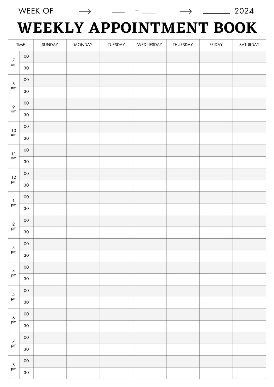 Weekly Appointment, Digital Download, Weekly Organizer, Printable, PDF ...