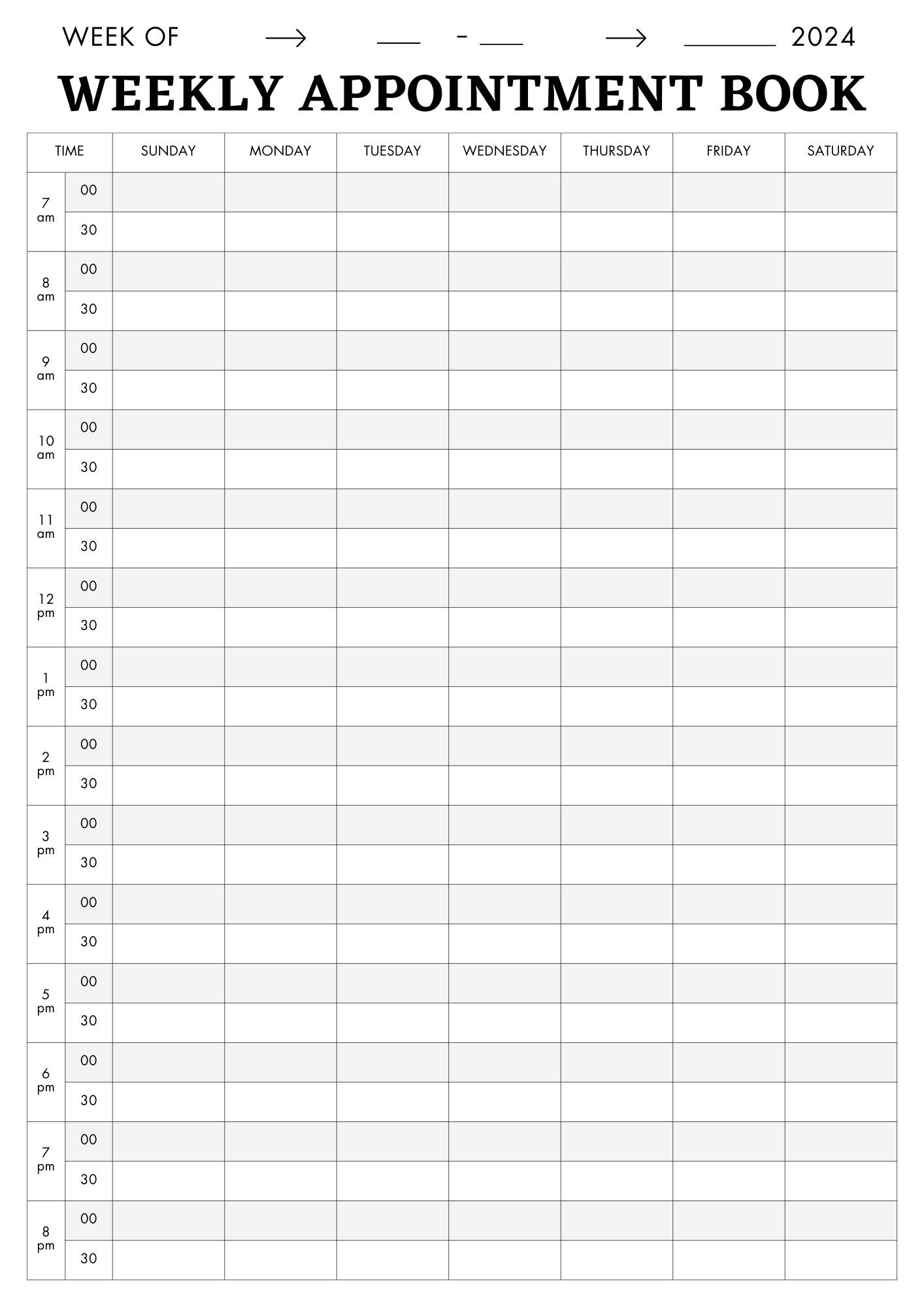 Weekly Appointment, Digital Download, Weekly Organizer, Printable, PDF ...