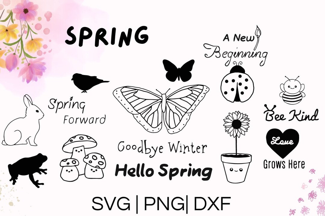 Spring Svgs Silhouette Svgs Sping SVG File Bumble Bee Svg Bunny Svg ...