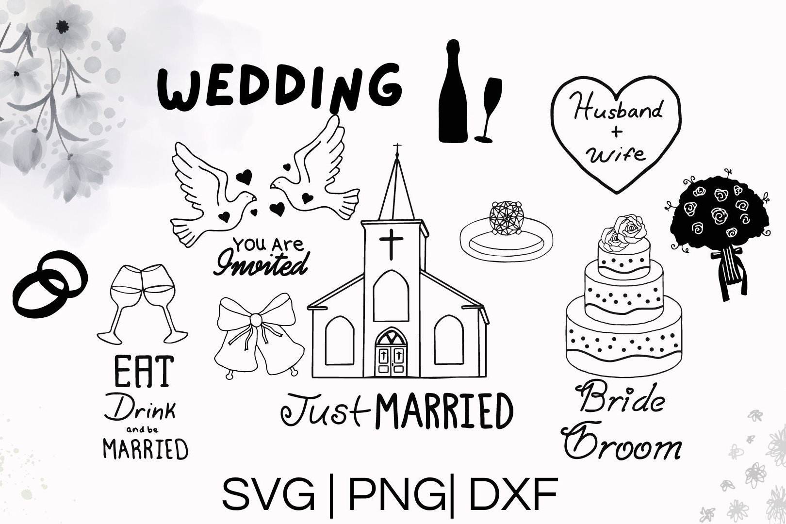 Wedding Svgs Silhouette Svgs Wedding SVG File Rings Svg Invitation Svg ...