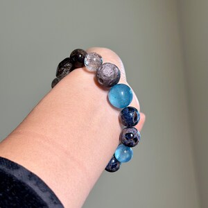 Aquamarine/herkimer Diamond/super 7, Beaded Gemstone Bracelet, Bead ...
