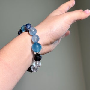 Aquamarine/herkimer Diamond/super 7, Beaded Gemstone Bracelet, Bead ...