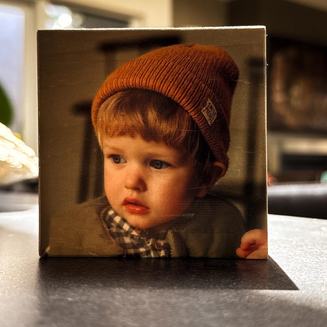 Personalized Pine Wood Photo Block: Freestanding Picture Keepsake - Etsy