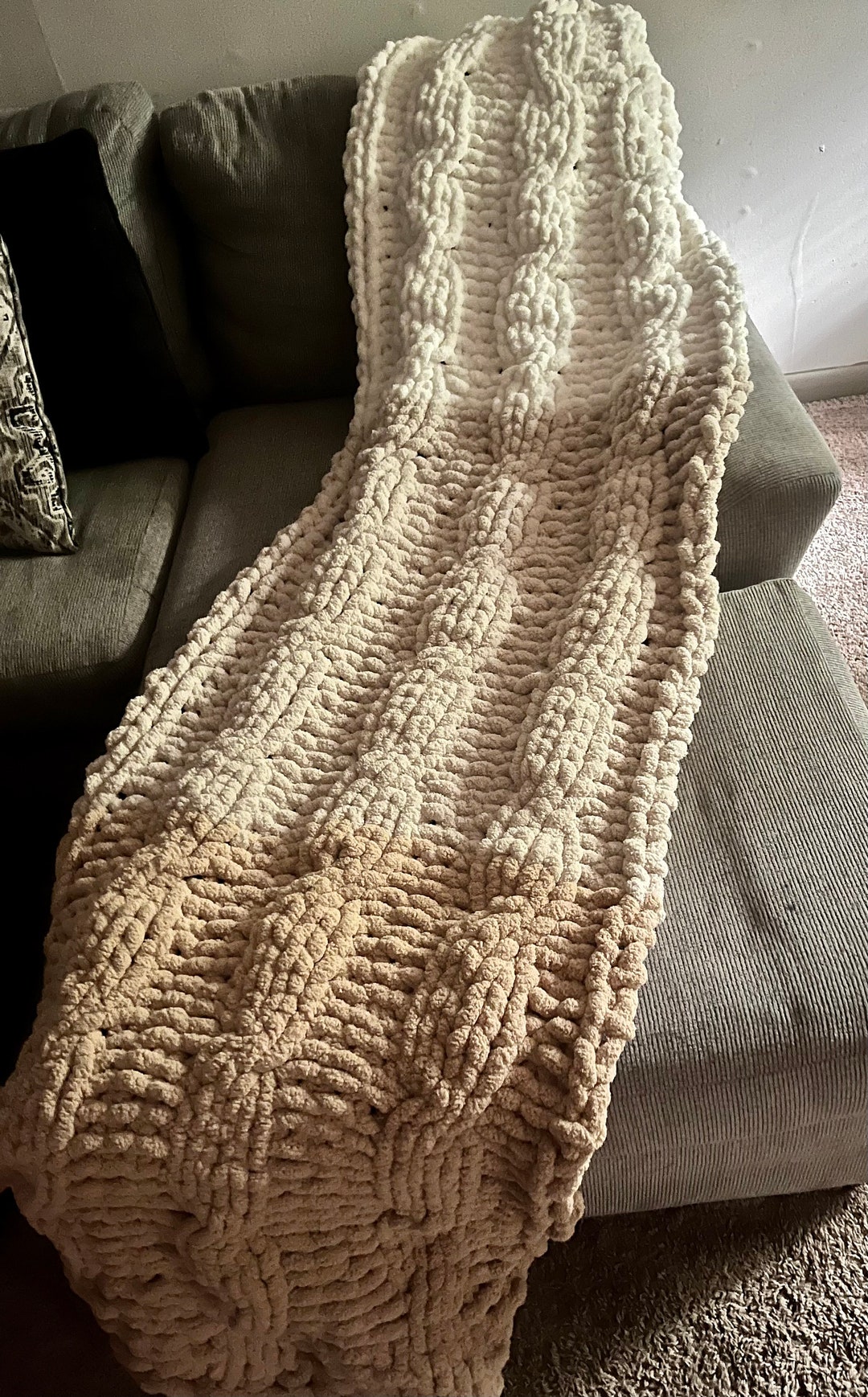 Cable Stitch Throw Blanket - Etsy