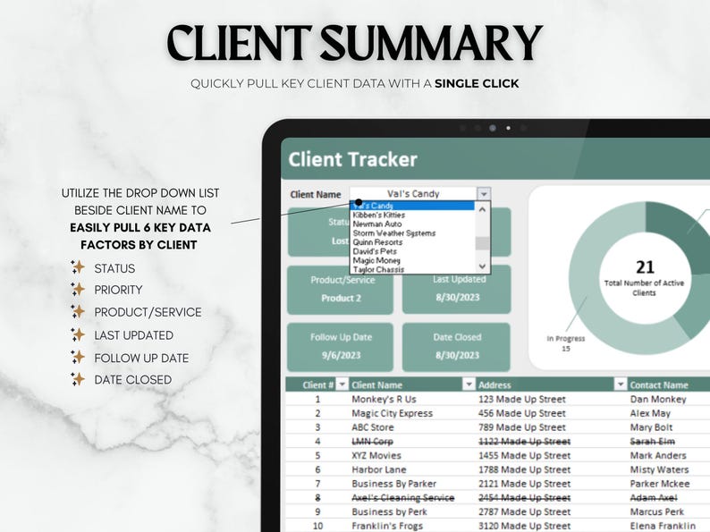 Client List Tracker, Lead Tracker, Customer List Tracker, Client Record ...