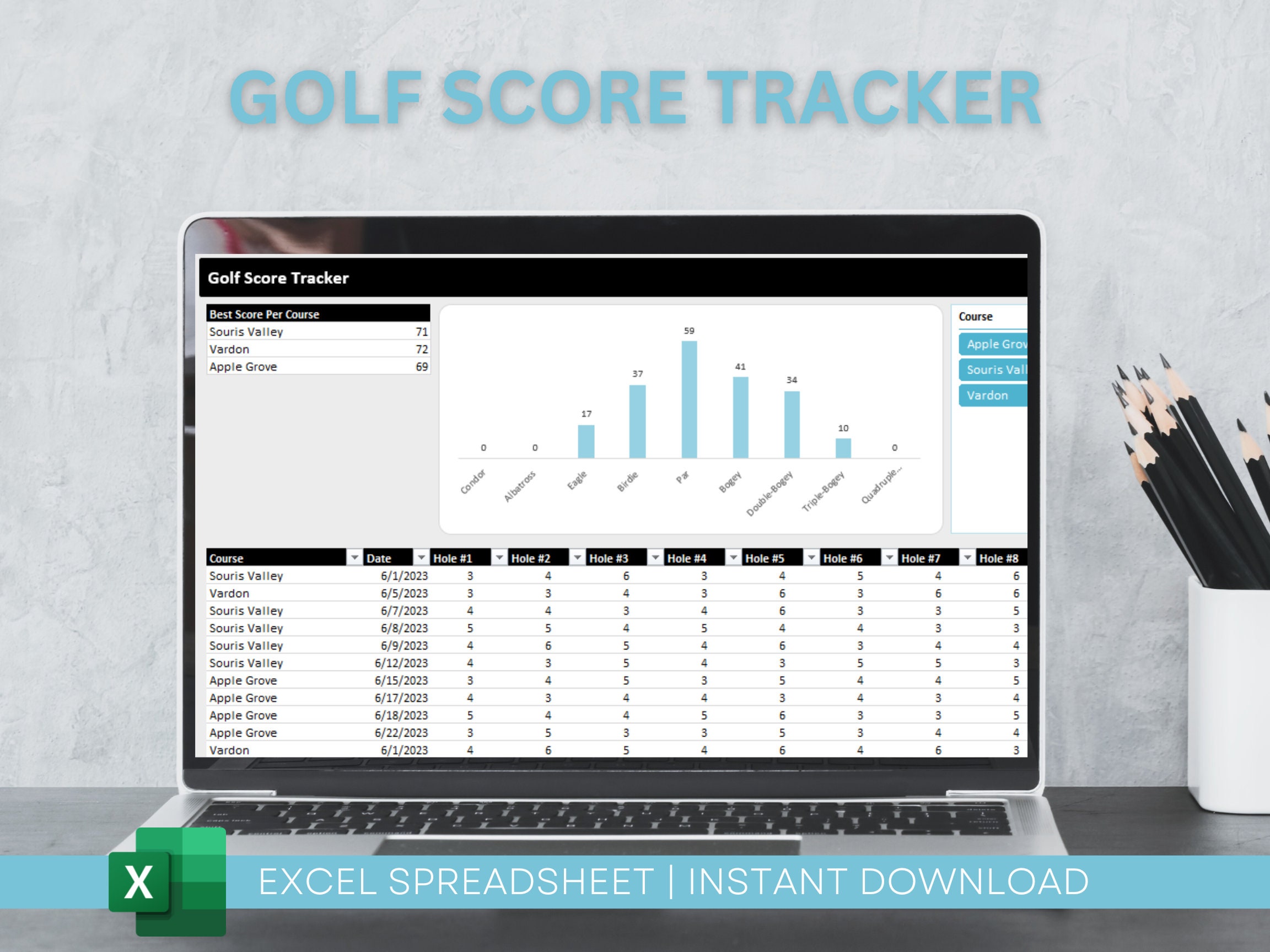 Golf Score Tracker Excel Template Golf Gifts for Men Golf - Etsy UK