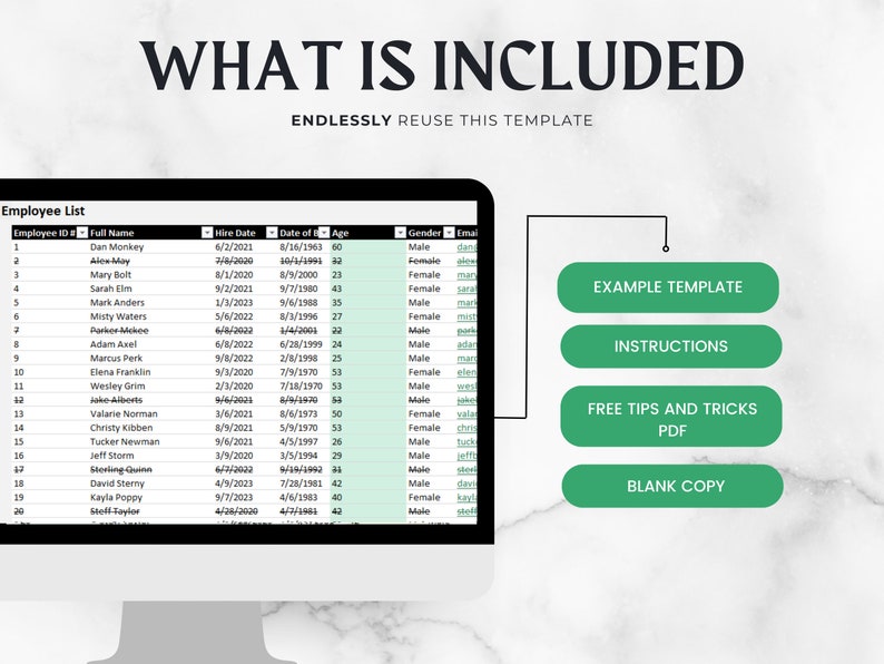 Employee List Dashboard Spreadsheet, Employee Performance, Human ...