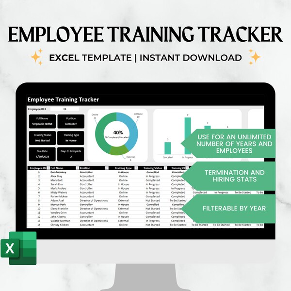 Employee Training Tracker Excel Spreadsheet - Etsy UK