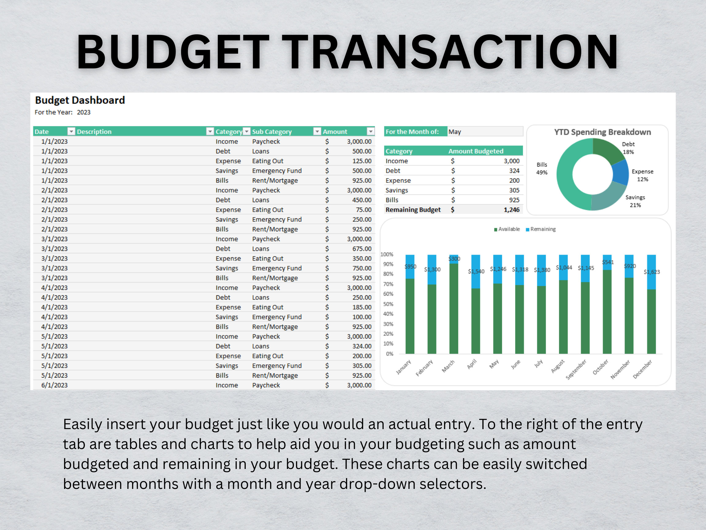 Budget Tracker, Paycheck Budget, Excel Budget Template, Spending ...