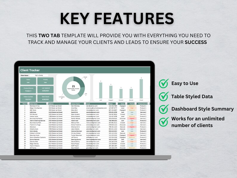 Client List Tracker, Lead Tracker, Customer List Tracker, Client Record ...