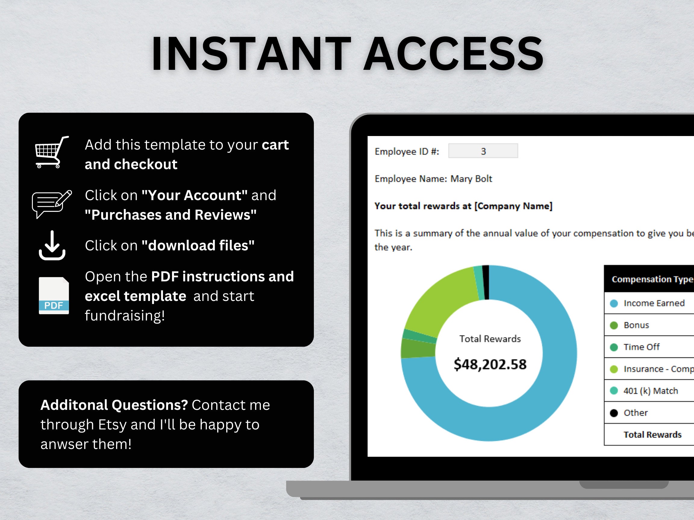Employee Total Rewards Spreadsheet Human Resource Template - Etsy