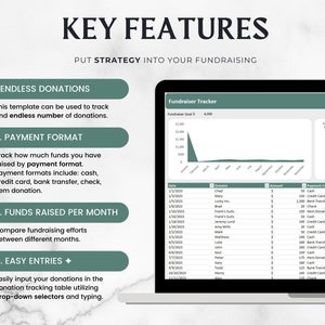 Fundraiser Tracker Spreadsheet, Donation Template, Non Profit Template, Excel Template, Excel ...