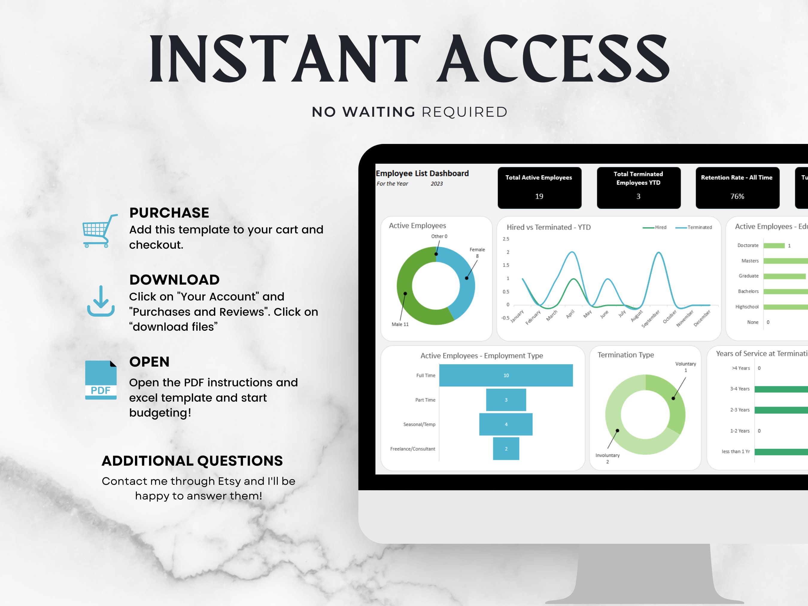 Employee List Dashboard Spreadsheet, Employee Performance, Human ...